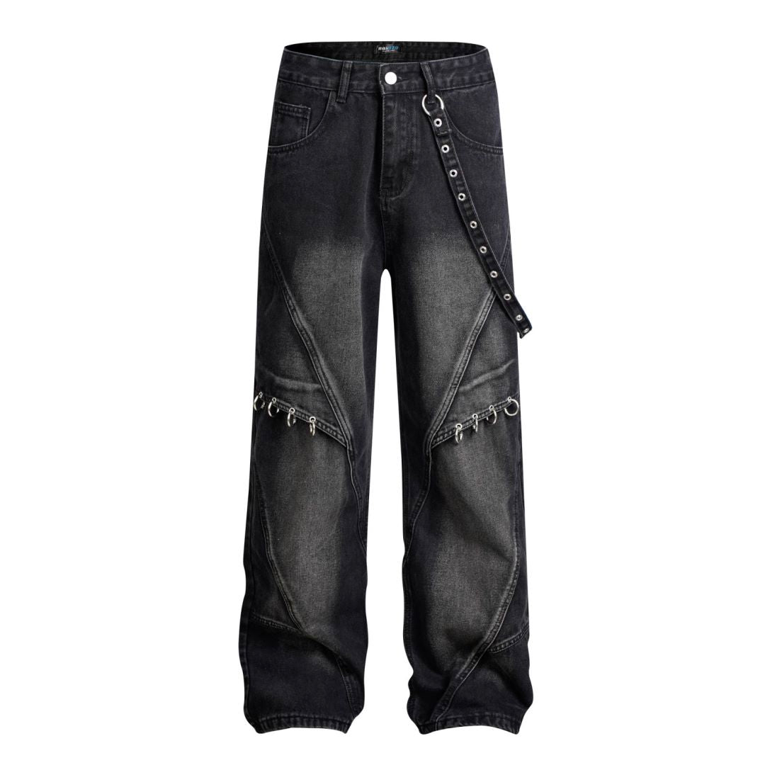 Washed Y2K Metal Rivets Raver Jeans - Hominus Denim